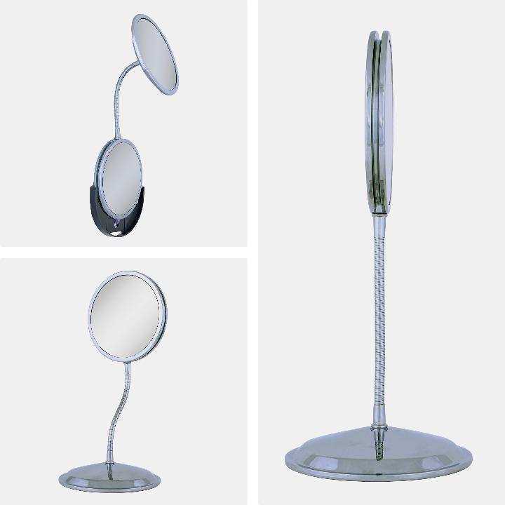 Zadro Triple Gooseneck Makeup Mirror w/ Magnification & Wall Mountable