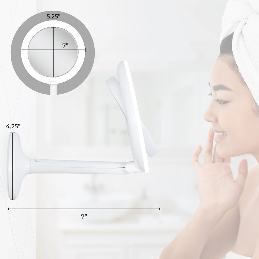 Zadro Hudson LED Lighted Makeup Mirrors w/ Magnification & Suction Cup